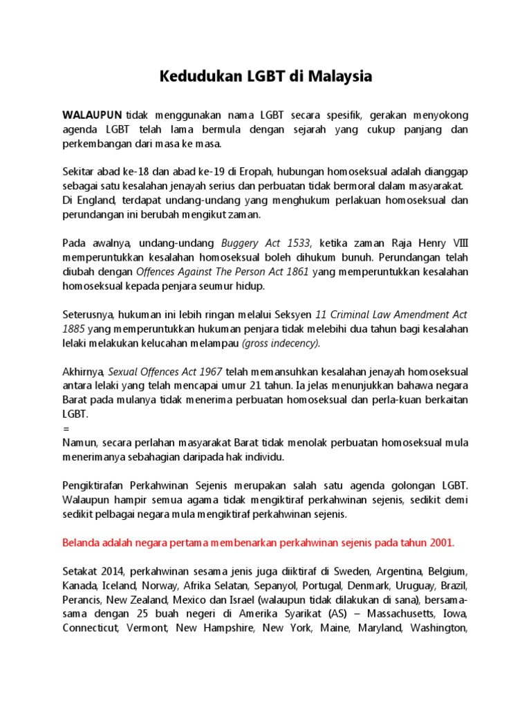 Kedudukan LGBT Di Malaysia | PDF