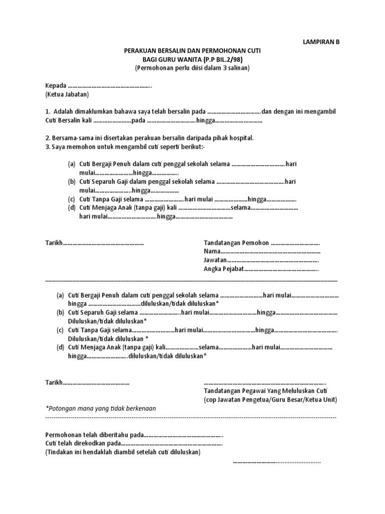 LAMPIRAN 1 Cuti Bersalin | PDF