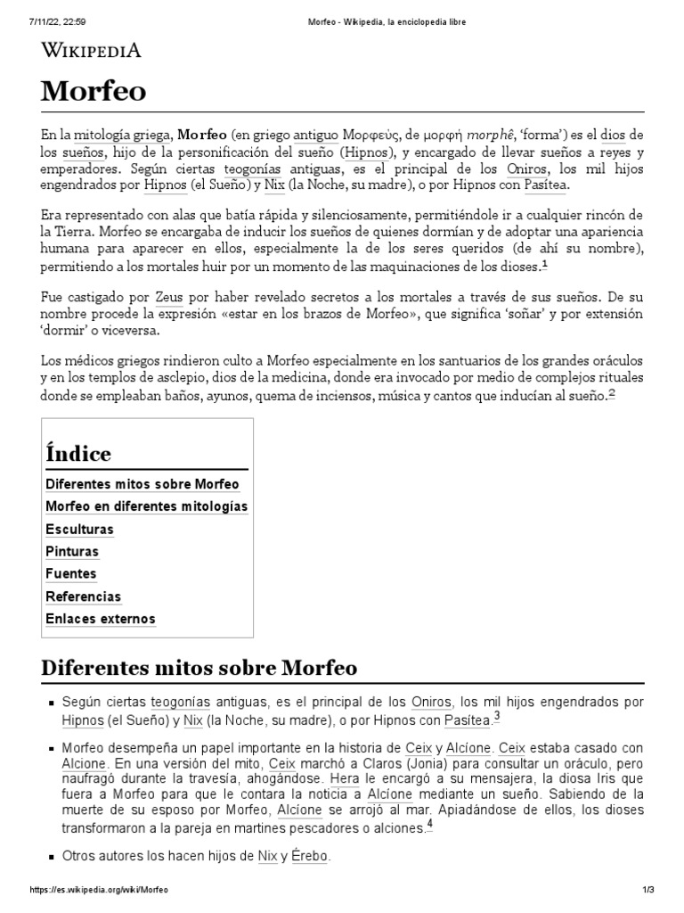 Morfeo - Wikipedia, La Enciclopedia Libre | PDF | Imaginación ...
