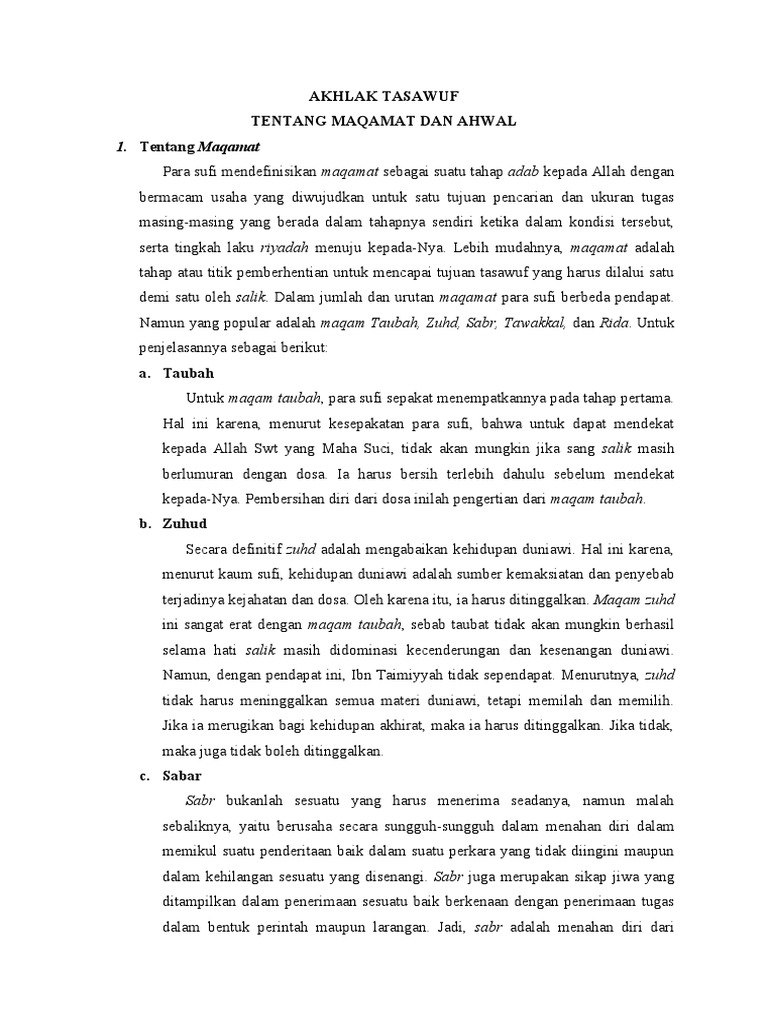 Maqamat Dan Ahwal | PDF