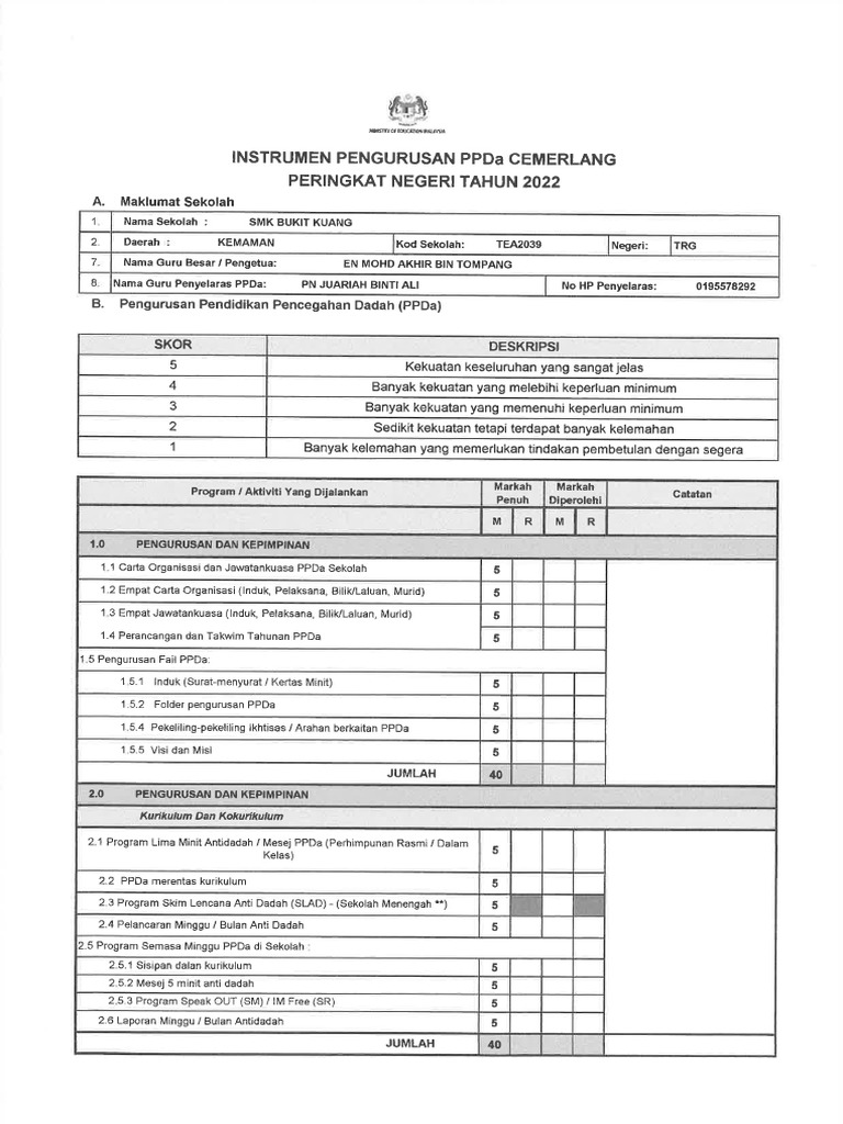 Instrument Pertandingan Ppda | PDF