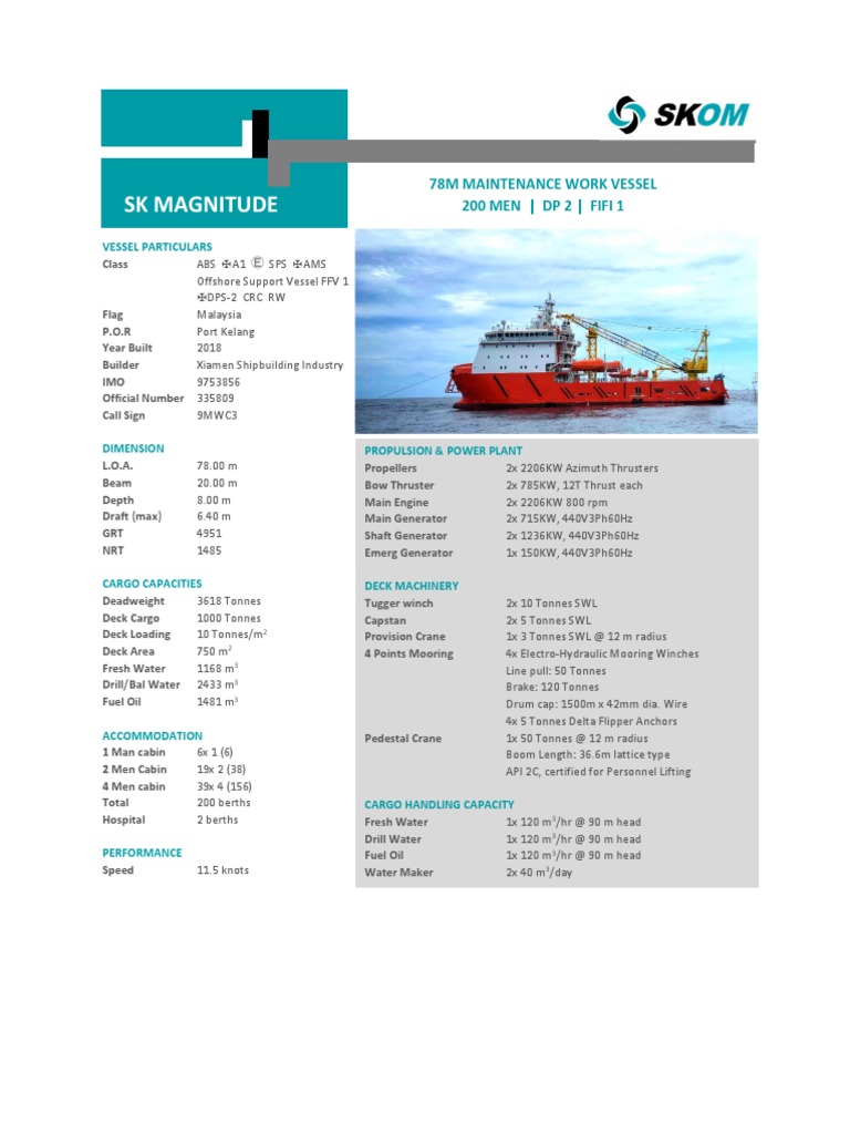 SK Magnitude SK606 Tech Spec | PDF | Ships | Watercraft