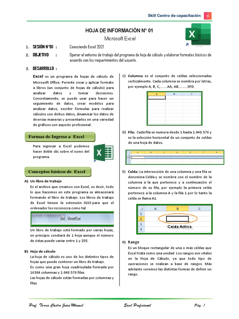 2 Sesión01-Excel Skill | PDF | Microsoft Excel | Hoja de cálculo