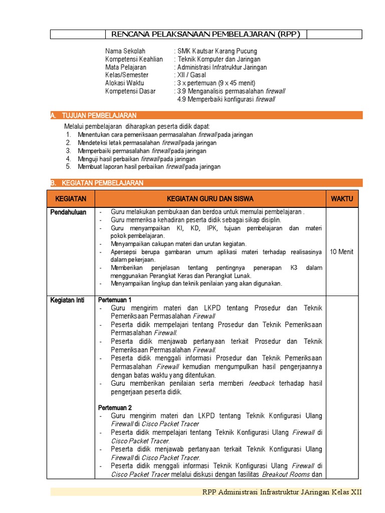 RPP Aij Xii TKJ Gasal | PDF | Komputer | Teknologi & Rekayasa