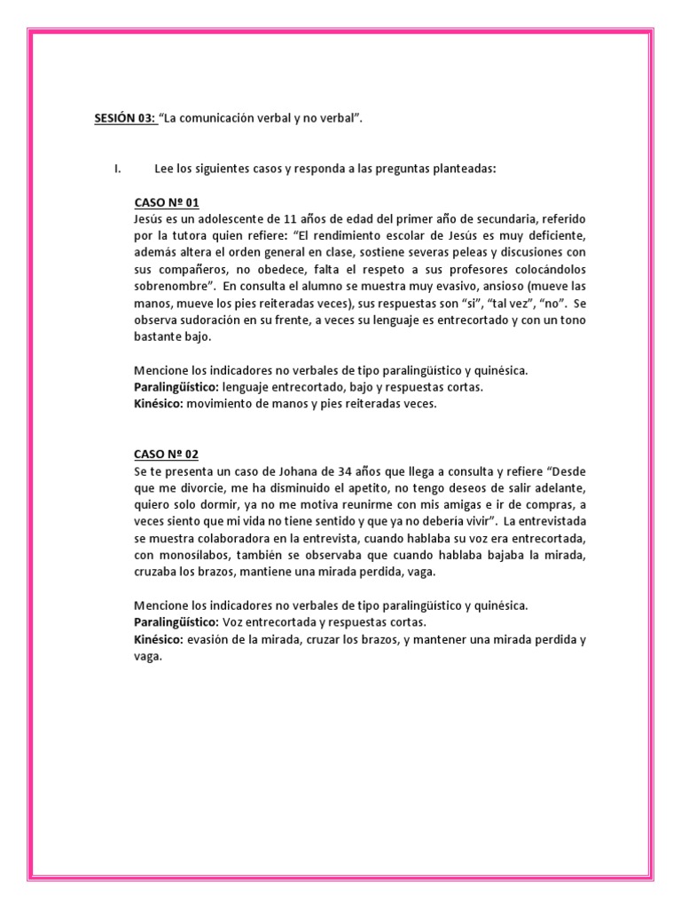 Ejercicios de Comunicación No Verbal - Grupo 02.1 | PDF | Comunicación ...