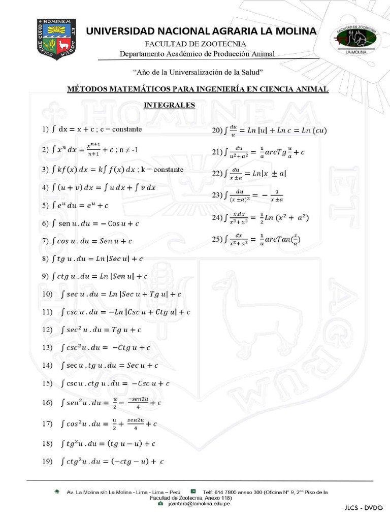 Formulas y Ejercicios de Integrales | PDF Formulas y Ejercicios de Integrales | PDF