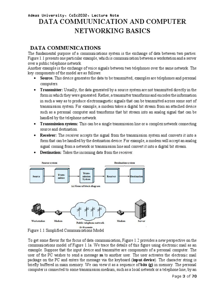 Data Comm and Comp Networking Lecture Note | PDF | Transmission Medium | Computer Network