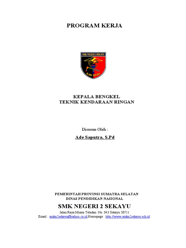 Program Kerja Kabeng TKR 2020 | PDF