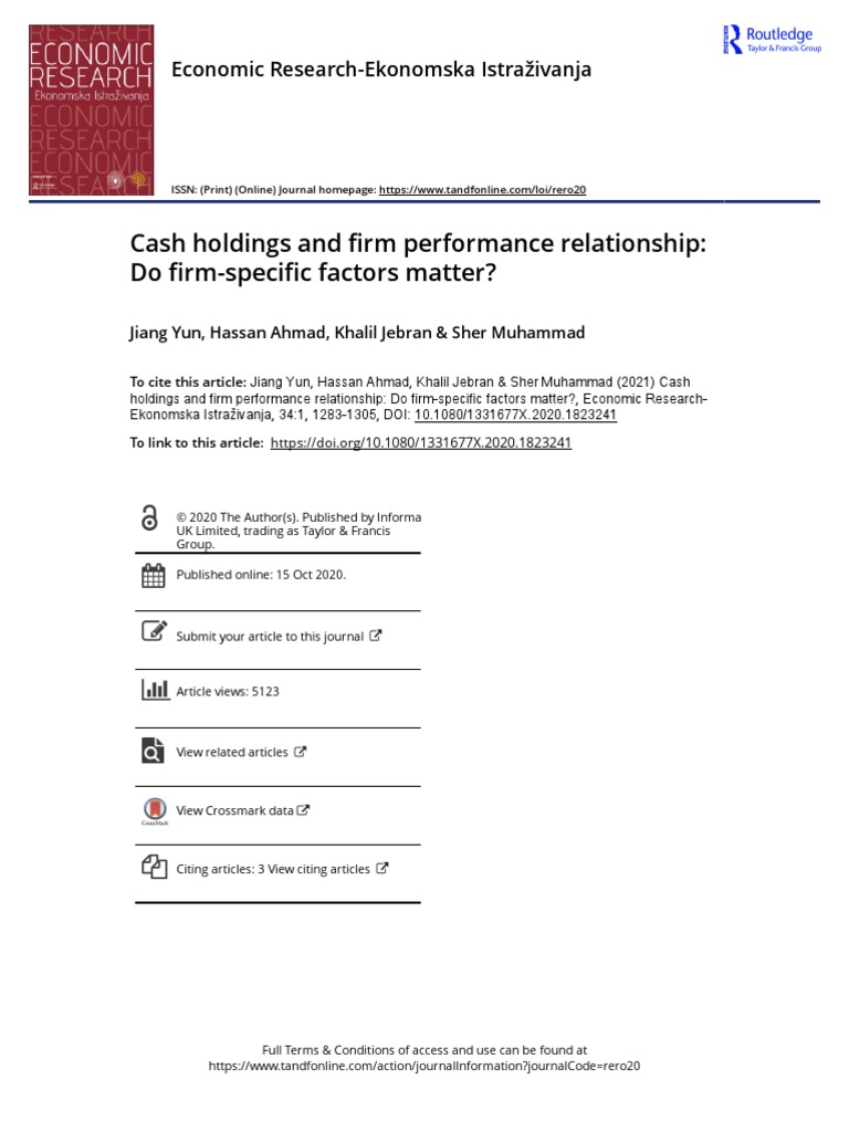 Cash Holdings and Firm Performance Relationship Do Firm Specific ...
