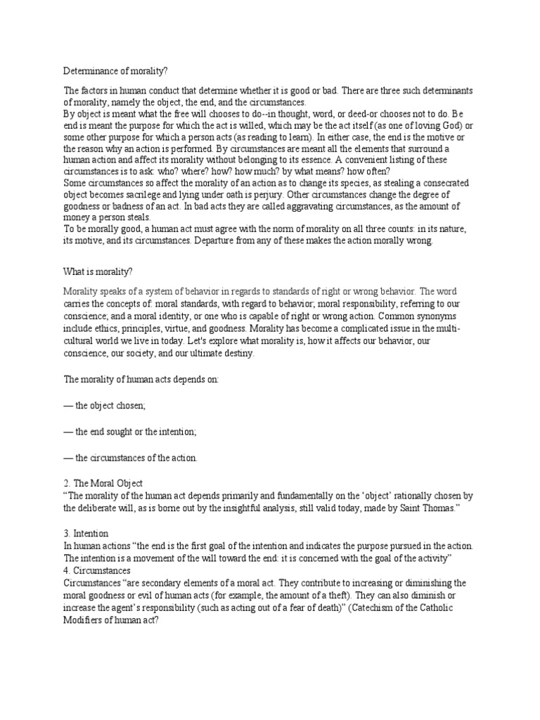 Morality Speaks of A System of Behavior in Regards To Standards of ...