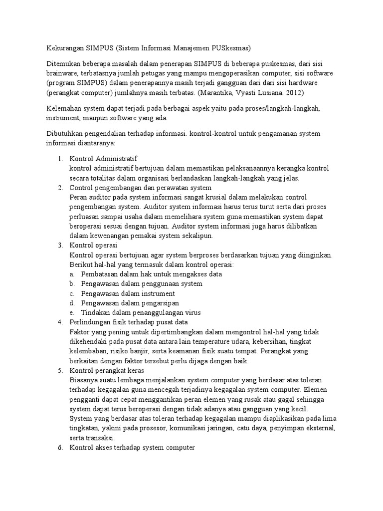 Kekurangan SIMPUS | PDF