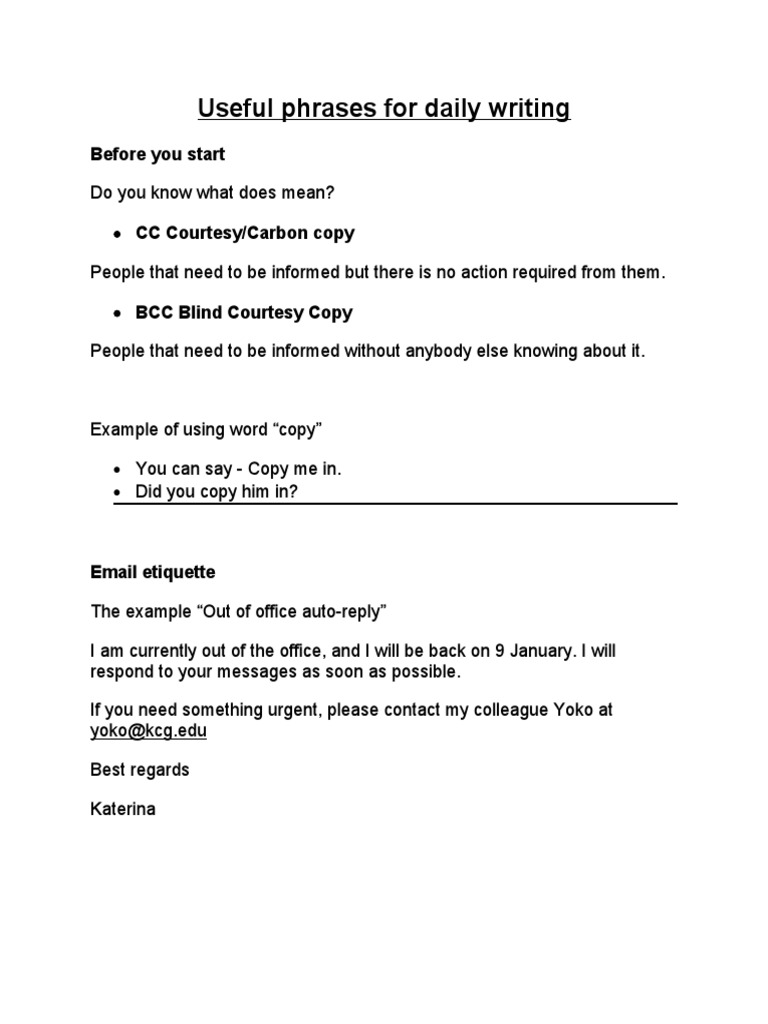 Useful Phrases For Daily Writing | PDF | Self-Improvement