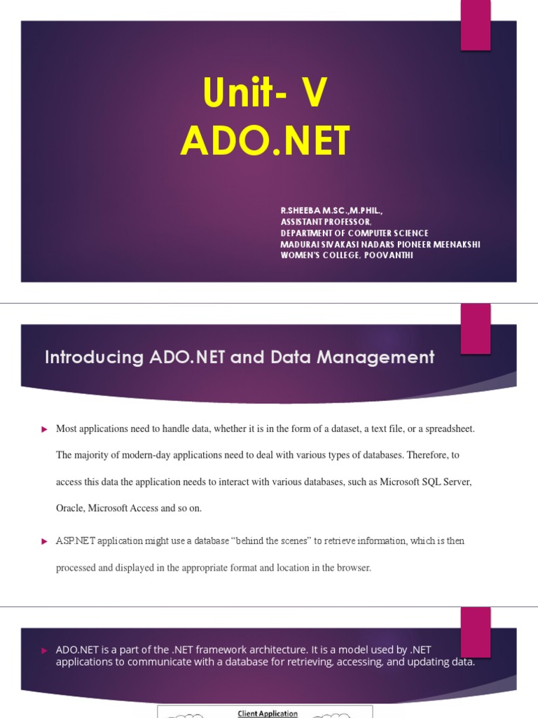 ADO.NET Data Management | PDF | Databases | Microsoft Sql Server