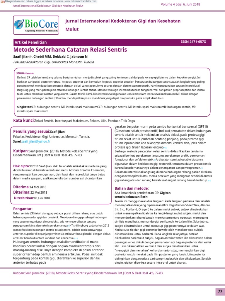 A Simplified Method of Centric Relation Record - En.id | PDF