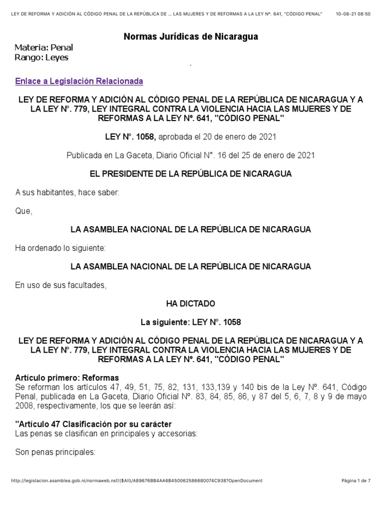 Ley 1058 | PDF | Cadena perpetua | Estatuto de limitaciones