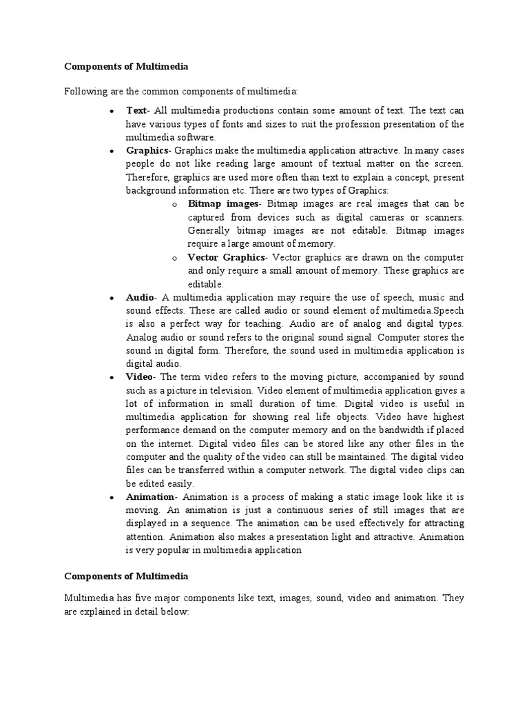 Components of Multimedia | Download Free PDF | Video | Multimedia