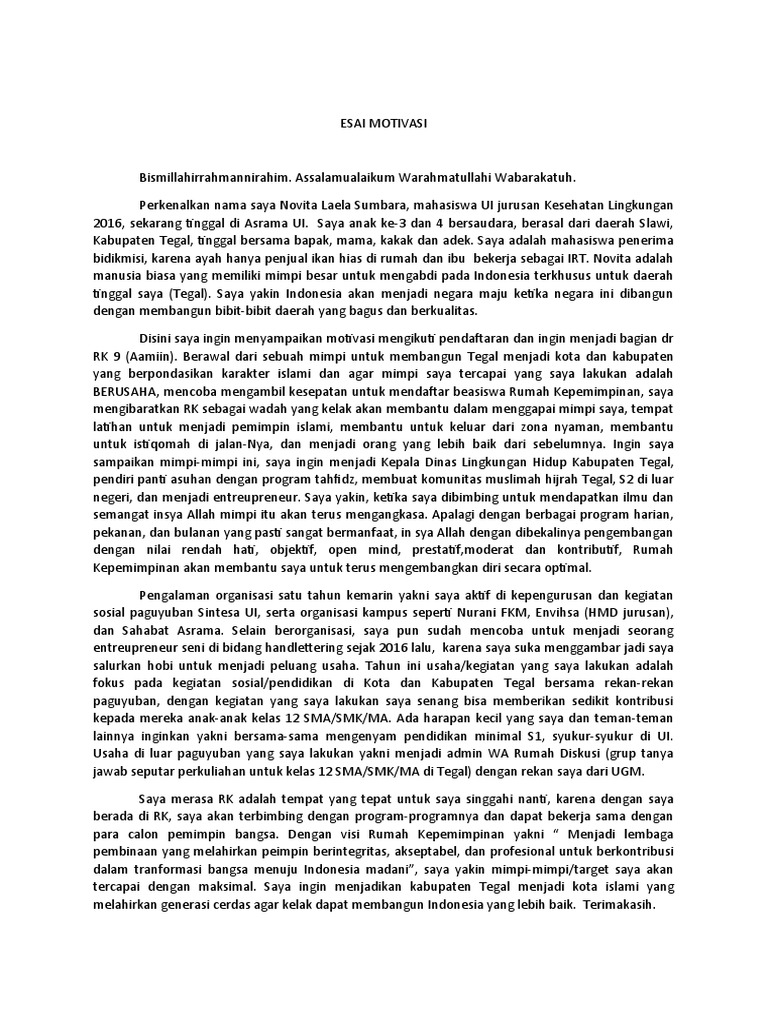 Essay Motivasi | PDF