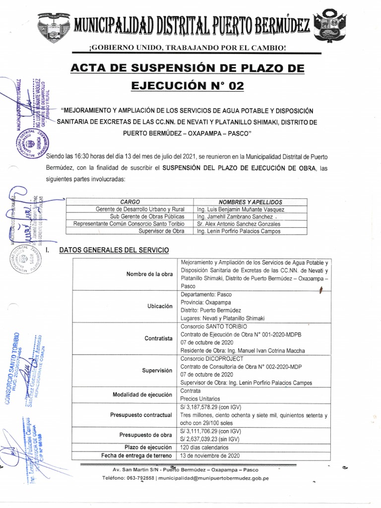 Acta de Suspension de Plazo 02 | PDF