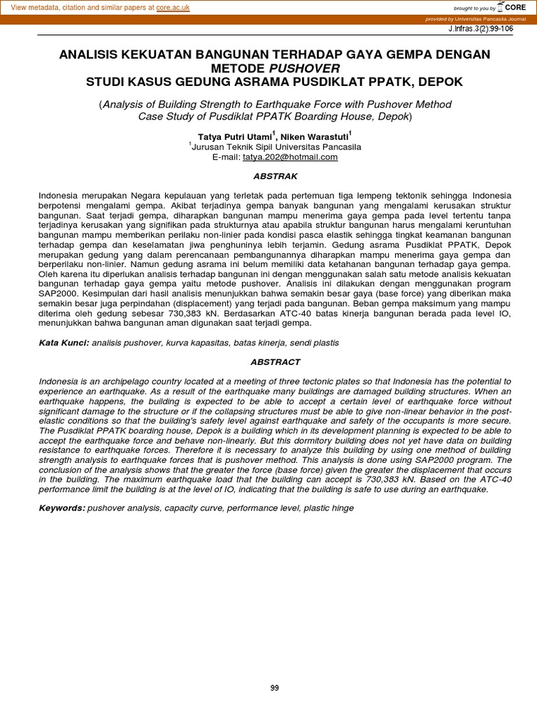 Analisis Pushover Gedung Asrama | PDF | Teknologi & Rekayasa