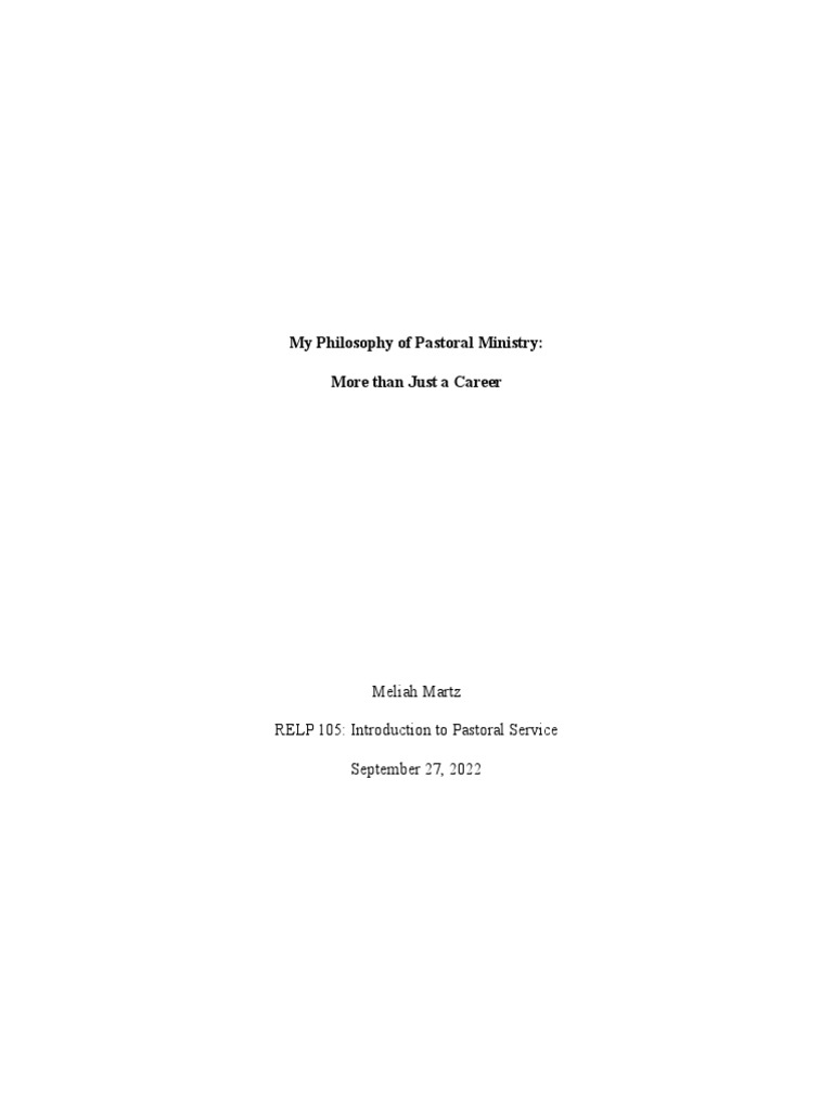 Philosophy of Ministry Paper | PDF | Pastor | Spiritual Gift