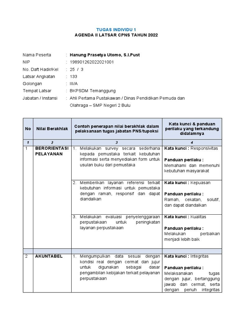 Tugas Individu 1 Latsar CPNS TMG | PDF