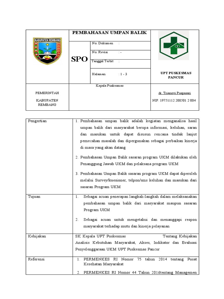 4.1.2.3 Spo Umpan Balik | PDF