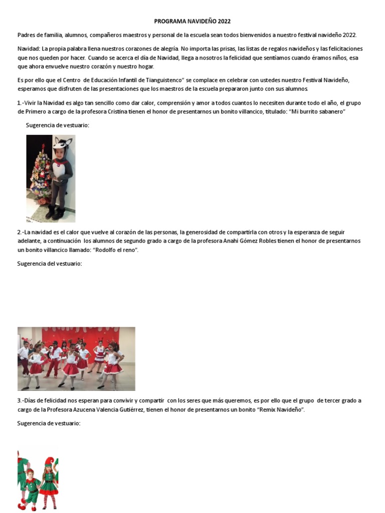Programa Navideno | PDF | Navidad | Educación de la primera infancia