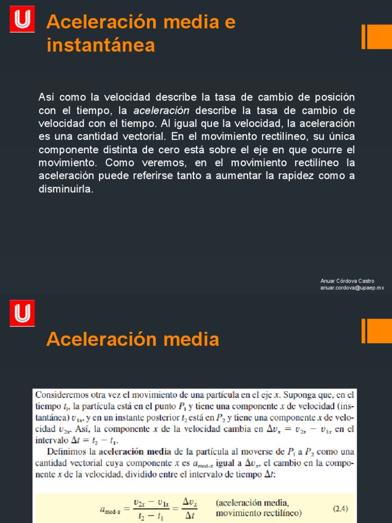 Módulo 4. Movimiento en Una Dimensión - Aceleración Media e Instantánea ...