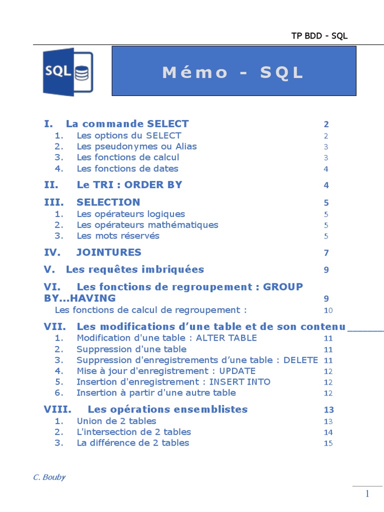 BDD Mémo-SQL | PDF | Génie logiciel | Données