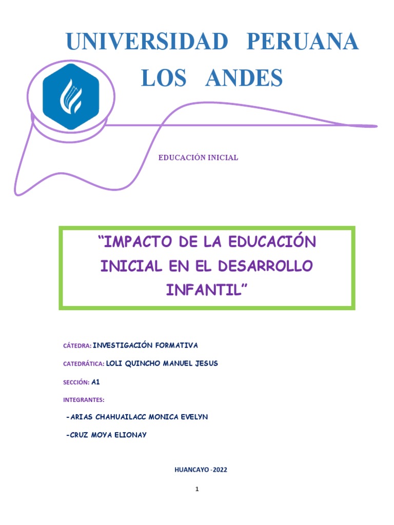 Impacto de Educacion Inicial Monografia | PDF | Educación de la primera infancia | Aprendizaje