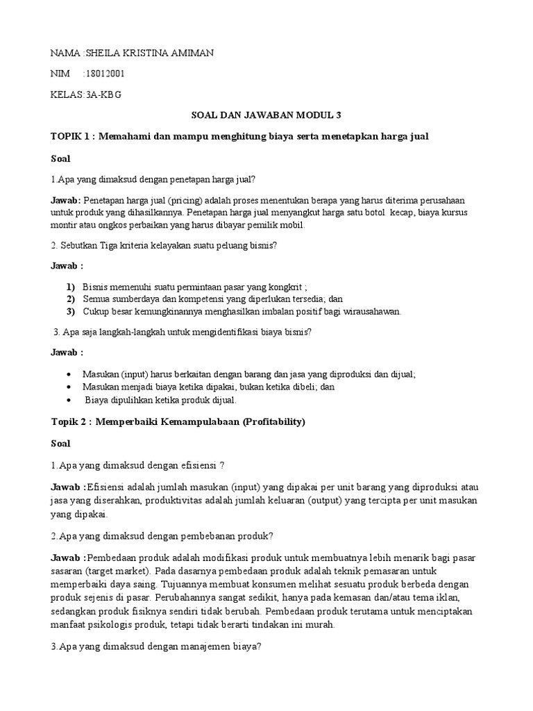 Soal Dan Jawaban Modul 3 | PDF