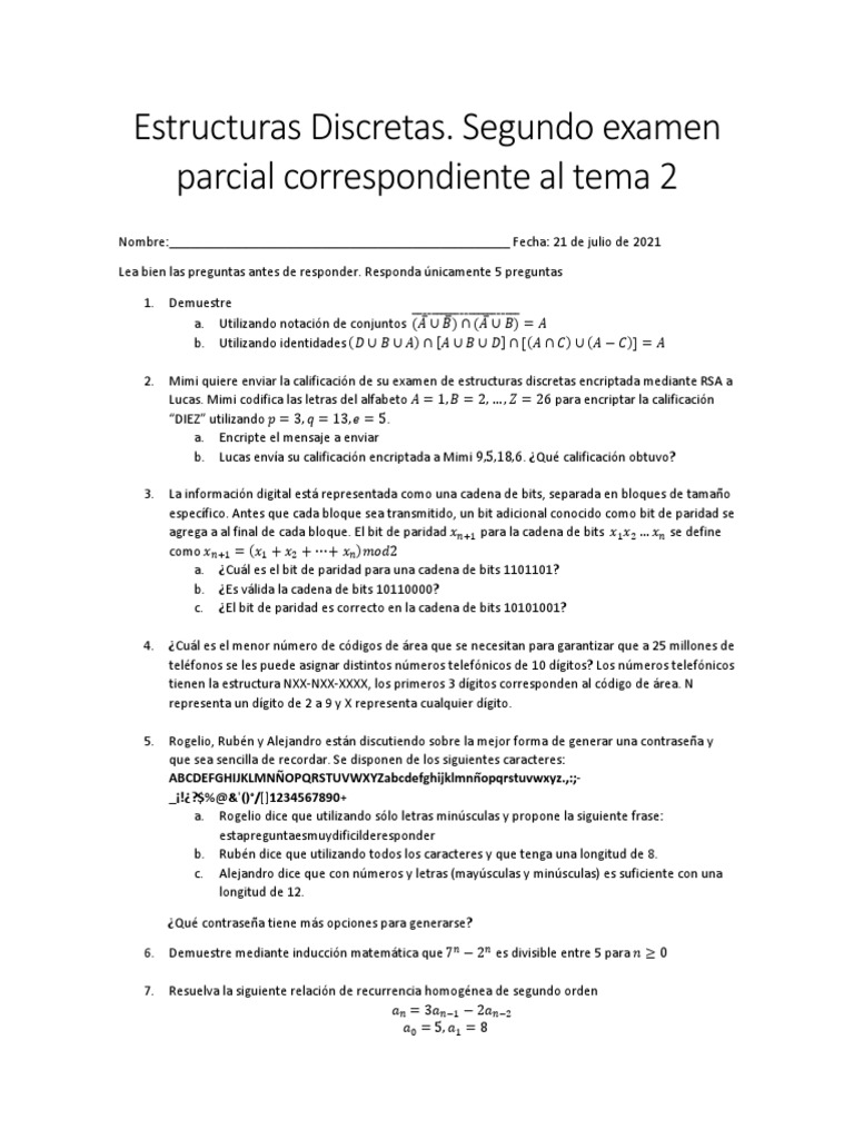 2021 2 Examen2 1 PDF | PDF | Poco