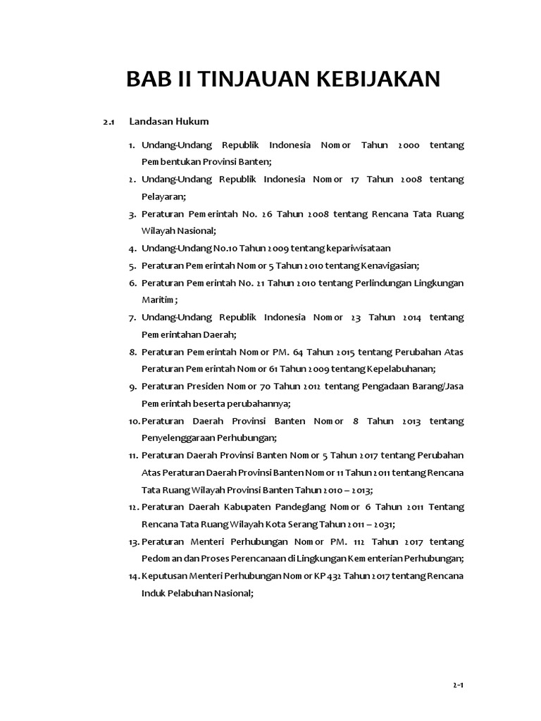 Bab II Tinjauan Kebijakan (Karangantu) | PDF