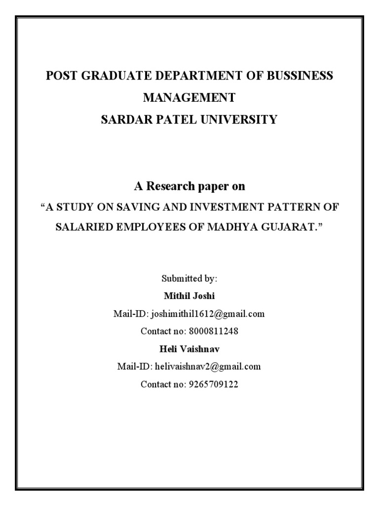 Research Paper Spu | PDF | Investing | Wealth