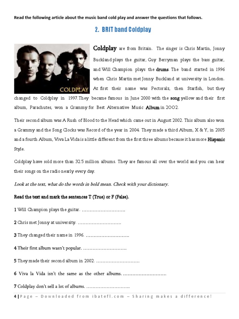 Reading Coldplay | PDF