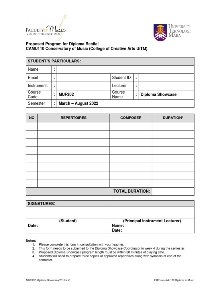 Proposed Showcase Program Form | PDF