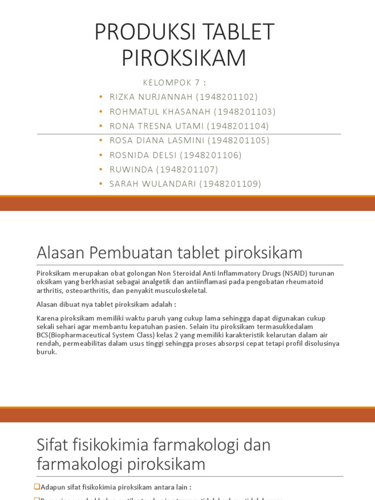 Formulasi TABLET PIROKSIKAM | PDF