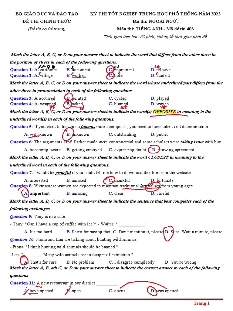 English Exam for Vietnamese Students | PDF | Sydney