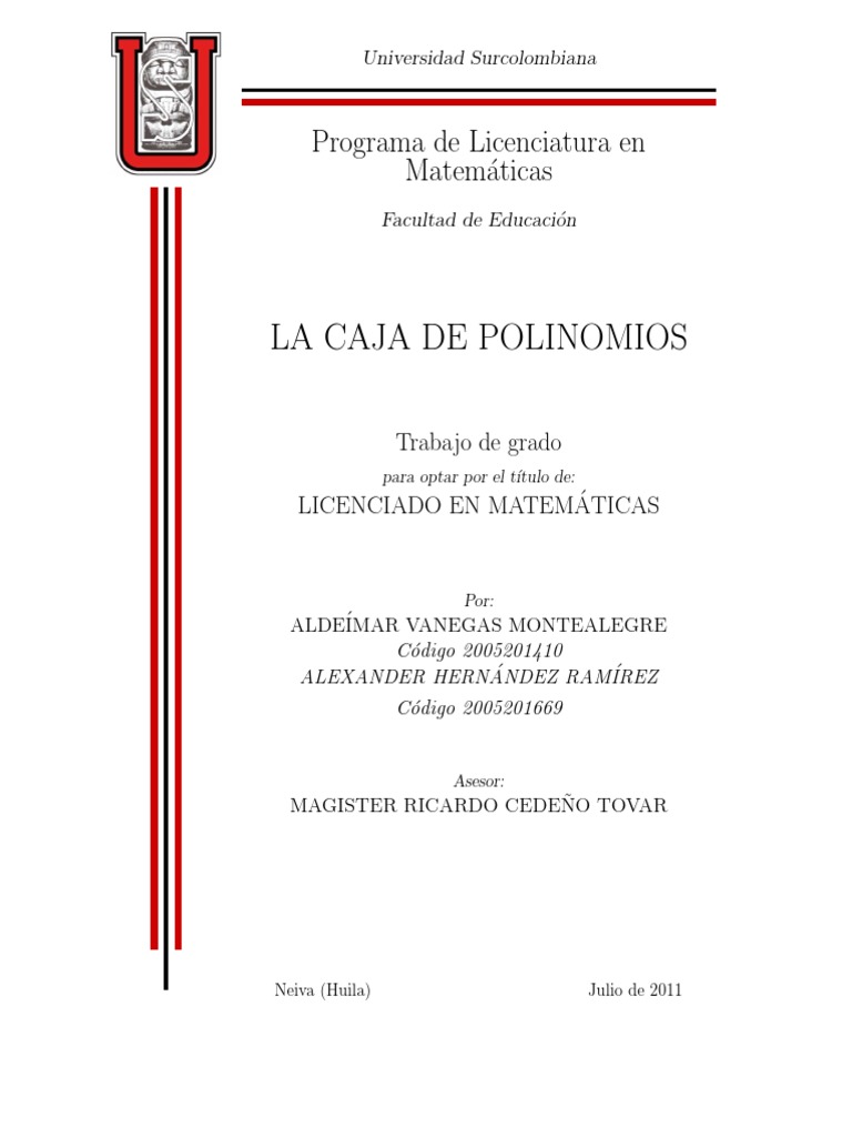 La Caja de Polinomios: Programa de Licenciatura en Matem Aticas | PDF ...