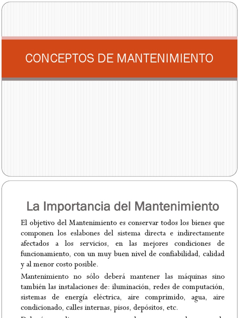 Conceptos de Mantenimiento | PDF | Ingeniería de confiabilidad | Calidad (comercial)