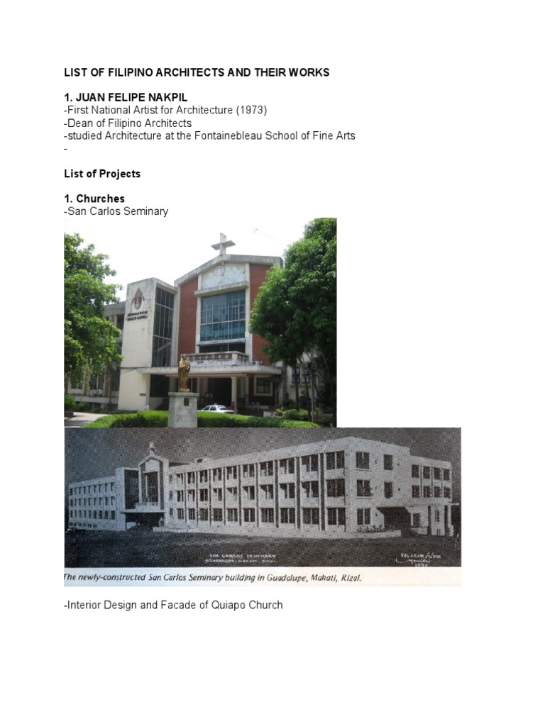 Filipino Architects and Their Works | PDF | Philippines | Metro Manila