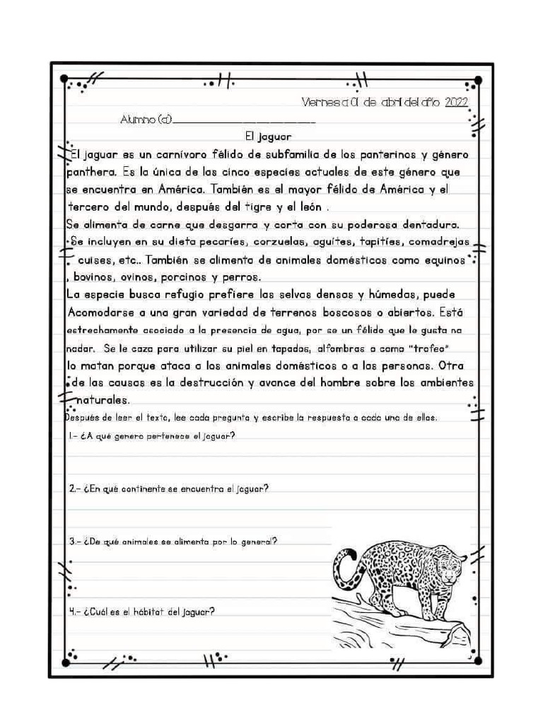 Comprension Lectora Jaguar | PDF