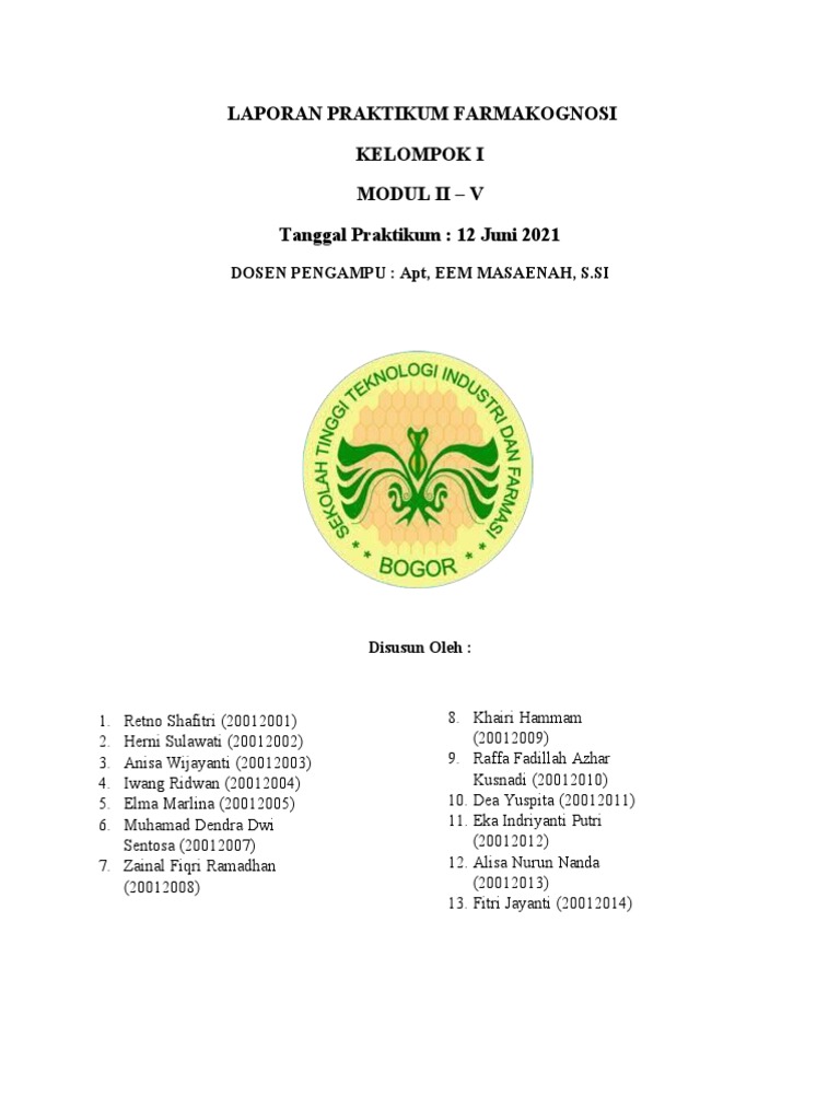 Laporan Praktikum Farmakognosi Kelompok1 | PDF