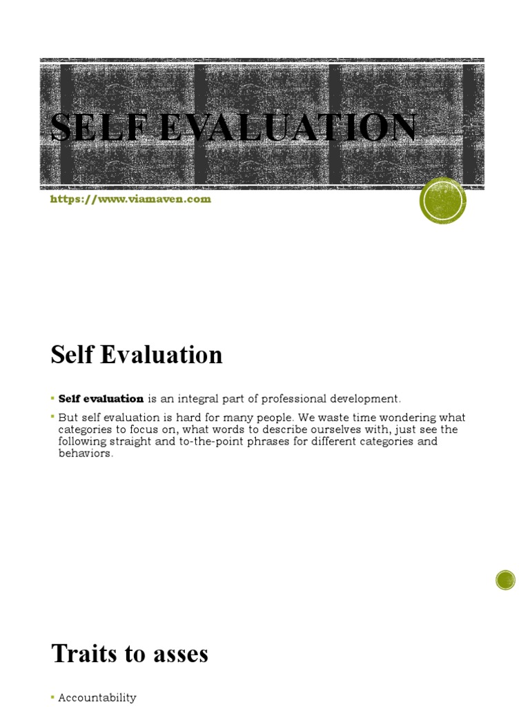 Self Evaluation | PDF | Leadership | Evaluation