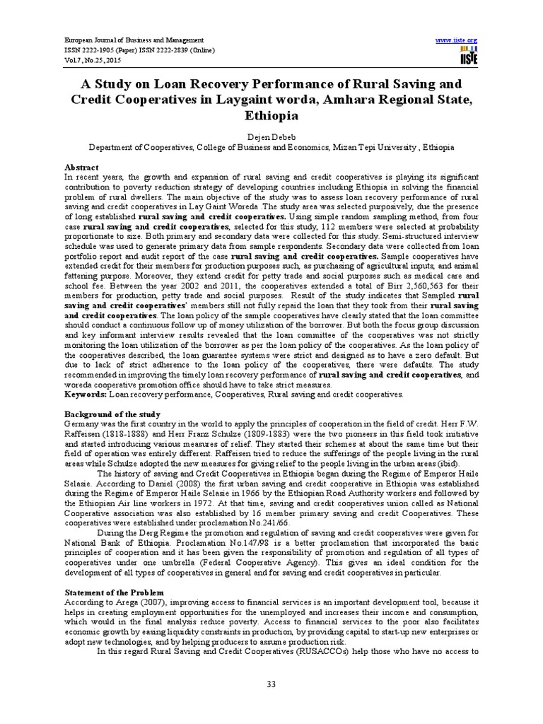 Loan Recovery in Rural Cooperatives | PDF | Loans | Credit