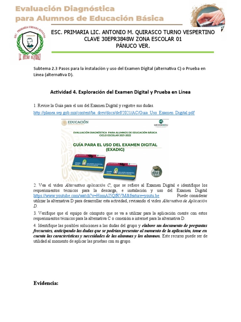 Actividad 4. Exploración Del Examen Digital y Prueba en Línea | PDF ...
