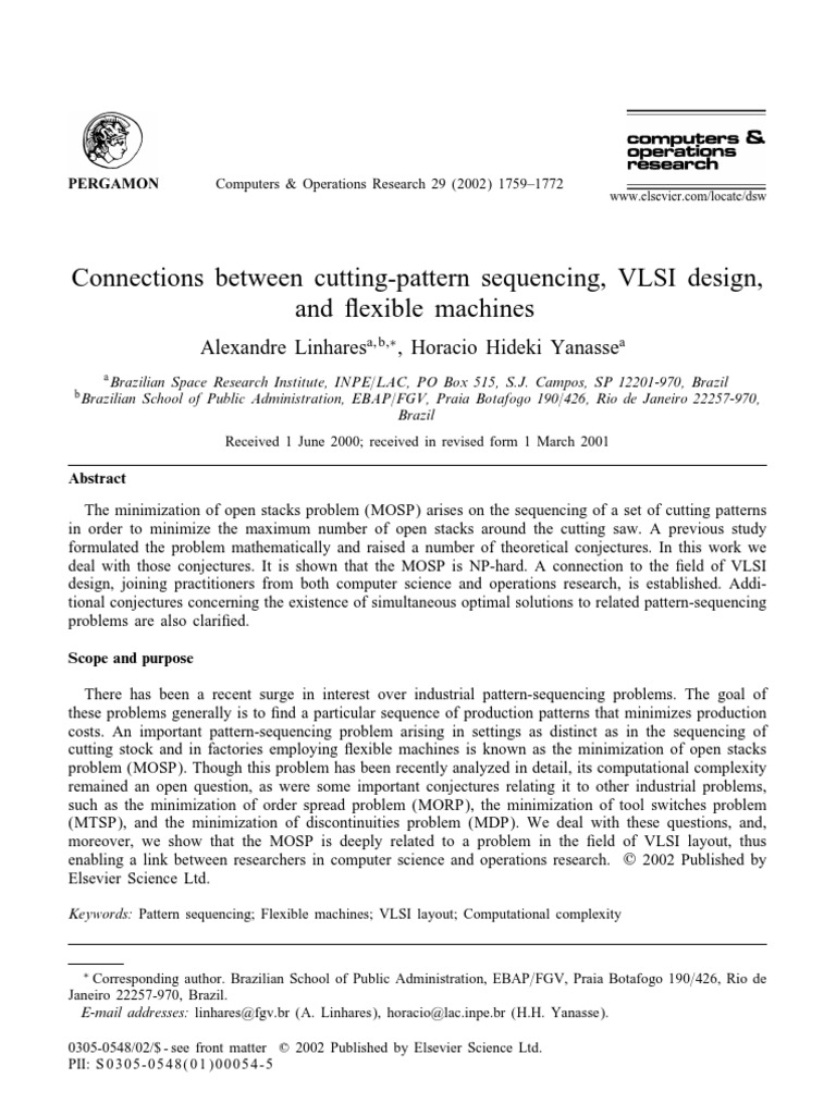 Connections Between Cutting-Pattern Sequencing, VLSI Design, and ...
