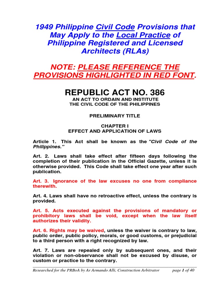 Civil Code For RLAs | PDF | Concurrent Estate | Property