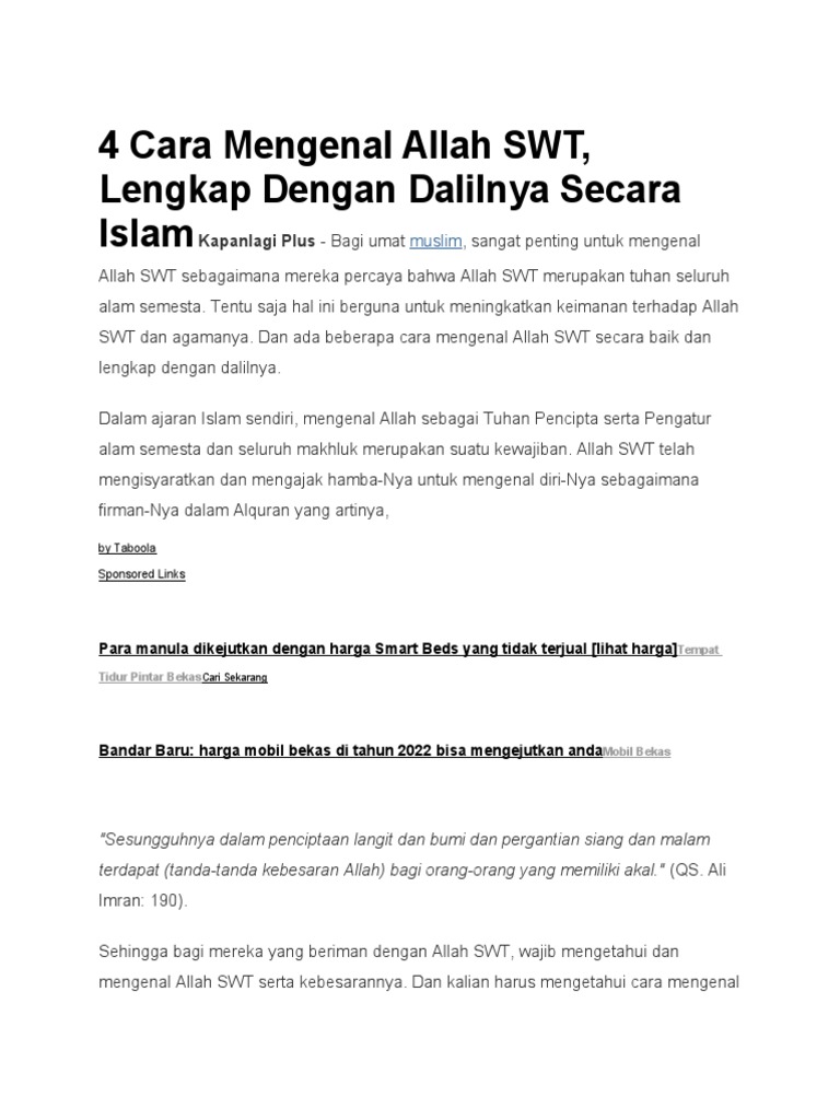 4 Cara Mengenal Allah SWT | PDF