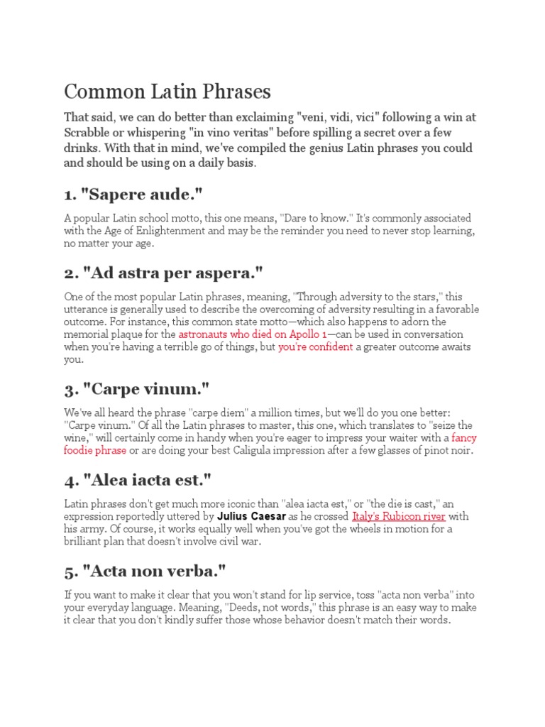 Latin Phrases | PDF | Poetry | Language Arts & Discipline